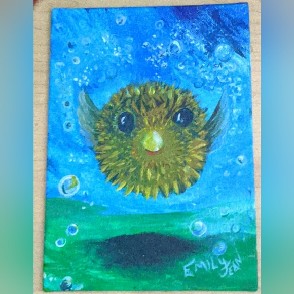 beach | Art | Blowfish 5x7 Painting Original Hand Made Cuteanimals ...